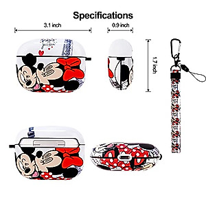 Airpods Pro Case Designed for Apple AirPods Pro,Full Protective Case Cover with Keychain and Lanyard,Shockproof Anti Case for Airpods Pro Charging Case (Mickey and Minnie)