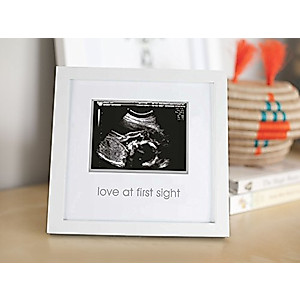 Pearhead Love at First Sight Sonogram Picture Frame, Pregnancy Ultrasound Keepsake Photo Frame, Gender-Neutral Baby Nursery Décor, 4x3 Photo, White