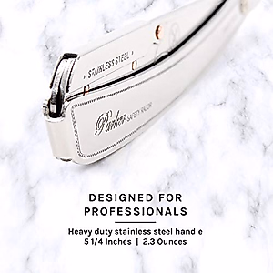 Parker SRX 100% Stainless Steel Straight Edge Professional Barber Razor & 5 Parker Premium Half Blades