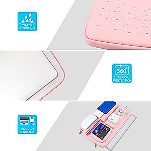 Lacdo Laptop Sleeve for Women, Laptop Sleeve Case for 13 inch New MacBook Air M2 A2681 M1 A2337 A2179 A1932, 13" New MacBook Pro M2 M1 A2338 A2251 A2289 A2159, 12.9" New iPad Pro Computer Bag, Peach