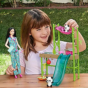 Barbie Careers Doll & Playset, Baby Panda Care and Rescue with Vet Doll, 2 Color-Change Pandas & 20+ Accessories