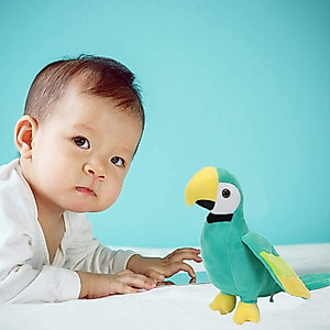 CAZOYEE Cute Macaw Parrot Stuffed Animal, Green Bird Stuffed Plush Toy, Soft Parrot Plushie Doll Gift for Kids Children Boys Girls Baby, Creative Plush Bird Parrot Decor, 10”