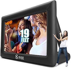 Holiday Styling 19FT Giant Inflatable Outdoor Projector Screen – 230” Blow Up TV & Movie Screen - Thick Airtight Material for Portable Front/Rear Projection - Backyard Movie Night, BBQ, Pool Party