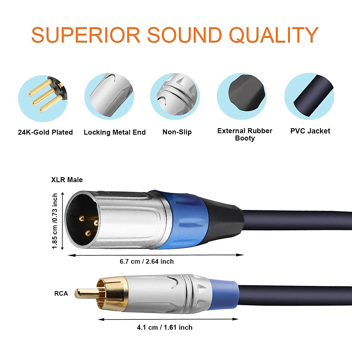 tisino Dual RCA to XLR Cable, 2 RCA to 2 XLR Male HiFi Stereo Audio Connection Microphone Cable Wire Cord Path Cable - 3.3 Feet