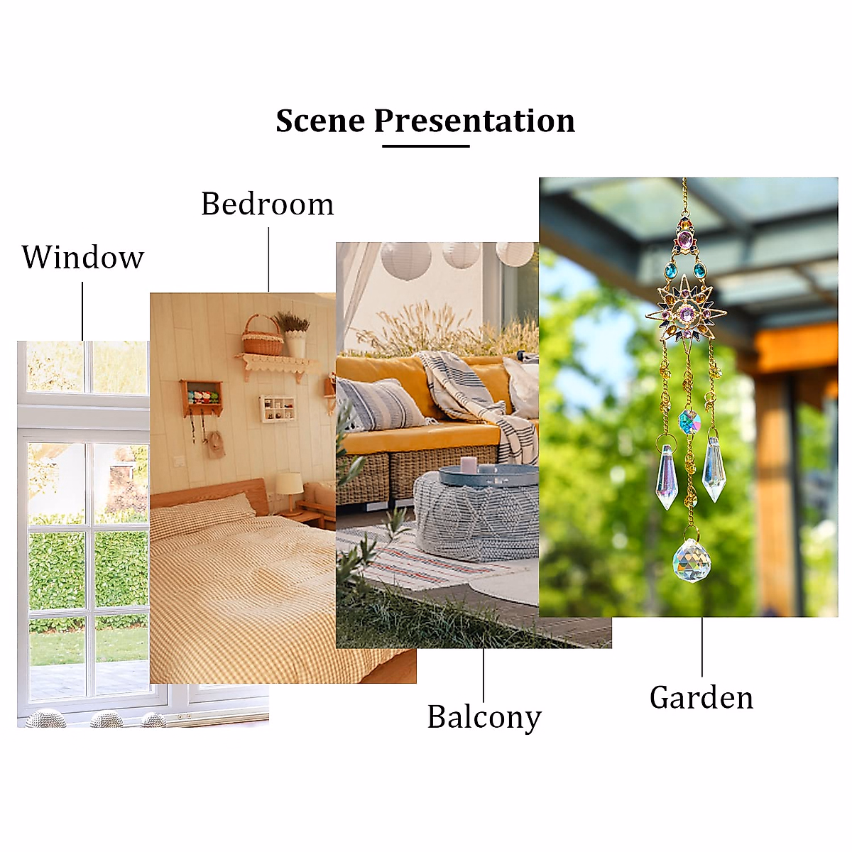 Hanging Sun Catchers with Crystals, Glass Icicle Prisms Rhinestones Suncatcher, Rainbow Maker Pendant Indoor Window Home Car Decor Gift