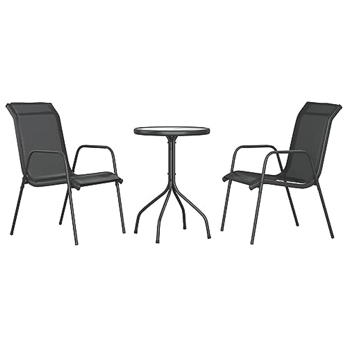 WFAUIBR Dining Set 3 Piece Patio ，Conversation Sets with Coffee Table ，for Portico, Backyard, Balcony, Pool Side, Garden, Living Room，Black/A