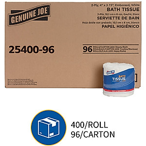 Genuine Joe GJO2540096 2-ply Standard Bath Tissue Rolls White, 96 rolls