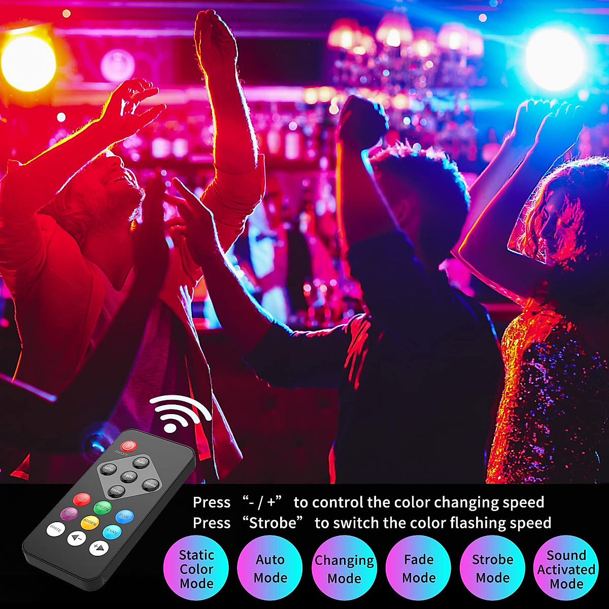 Telbum Strobe Light, 54 Super-Bright RGB LEDs Mini Strobe Light for Parties, Halloween Strobe Lights with Remote Control, Sound Activated & Speed Control DJ Flashing Light for Room Stage Disco Party