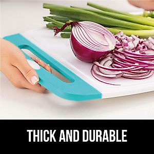 Gorilla Grip Cutting Board Set of 3 and Silicone Dish Drying Mat, Both in Turquoise Color, Cutting Boards are Reversible, Slip Resistant Drying Mat is Size 16x12, 2 Item Bundle