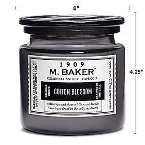 Colonial Candle Cotton Blossom Scented Jar Candle | 2-Wick Natural Soy Blend Wax Candle for Home | Relaxing Aromatherapy Candle Infused with Essential Oils | M. Baker Apothecary Glass Jar Candle