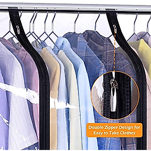 MISSLO 40" Hanging Garment Bags for Closet Storage Clear Garment Rack Cover Bottom Enclosed Cloth Cover Hanging Clothes Storage Bag Waterproof Clothes Protector for Suits, Coats, Sweaters, Shirts