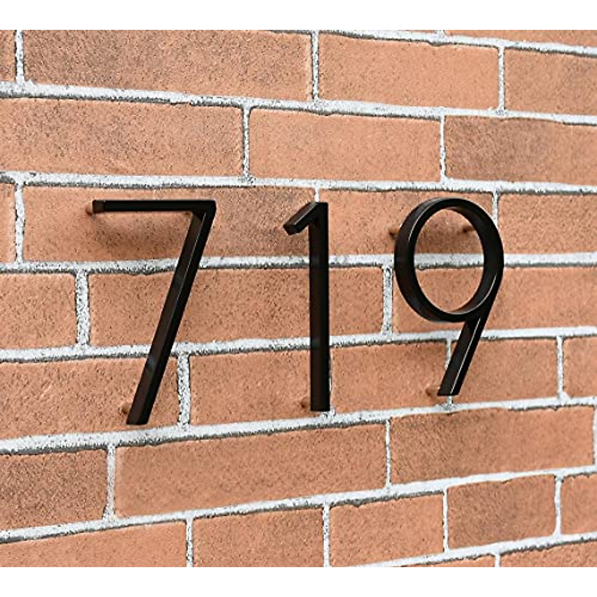 5" Stainless Steel Floating House Number, Metal Modern House Numbers, Garden Door Mailbox Decor Number with Nail Kit, Coated Black, 911 Visibility Signage (2)