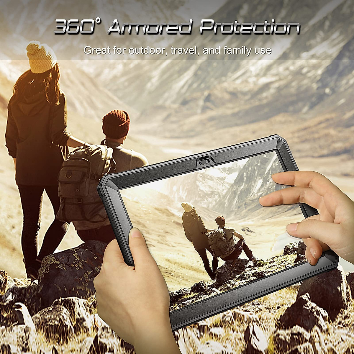 Fintie Case for Amazon Fire HD 10 and 10 Plus Tablet (11th Generation 2021 Release), [Tuatara] Rugged Unibody Hybrid Kickstand Cover w/Built-in Screen Protector, Black