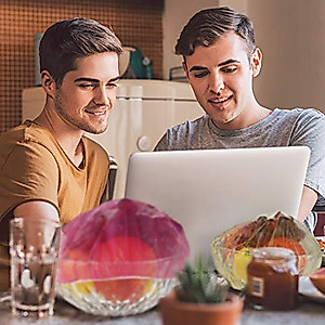 100 Pieces Elastic Food Covers Colorful Reusable Food Storage Covers Translucent Plastic Wrap for Bowl Dish Plate