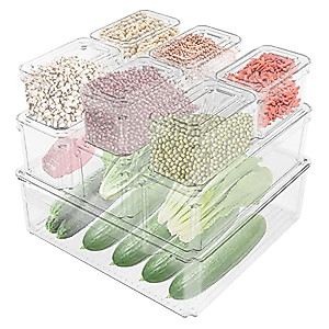 Modern-Depo 10 PCS Refrigerator Organizer Bins Food Containers with Various Size Storage Bins for Fridge, Countertop, Cabinets & Pantry