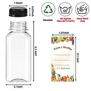 Moretoes 16pcs 8oz Plastic Juice Bottles with Caps, Reusable Juicing Bottles for Juice Milk Smoothie and Other Beverages