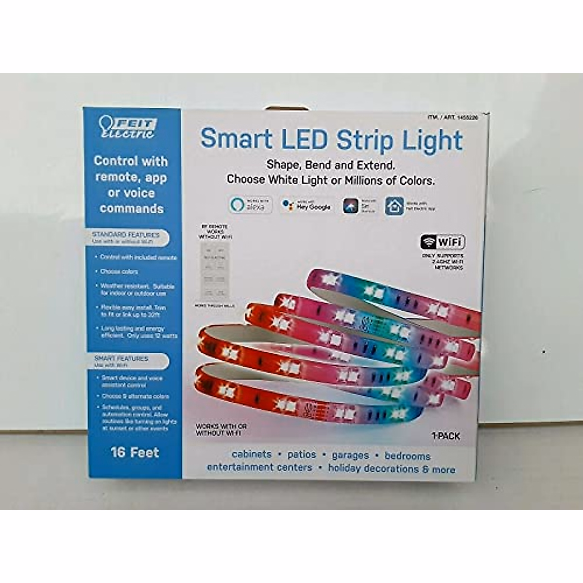 Feit Electric TAPE16/RGBW/AG/RP 100 Watt Equivalent WiFi Dimmable, No Hub Required, Alexa or Google Assistant LED Smart Light Tape Strips