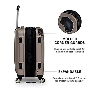 Kenneth Cole REACTION Renegade Luggage Expandable 8-Wheel Spinner Lightweight Hardside Suitcase, Champagne, 24-Inch Checked