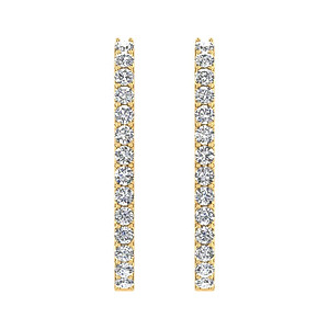 2 1/2 Carat Inside Out Diamond Hoop Earrings in 14K Yellow Gold (SI1-SI2 Clarity)