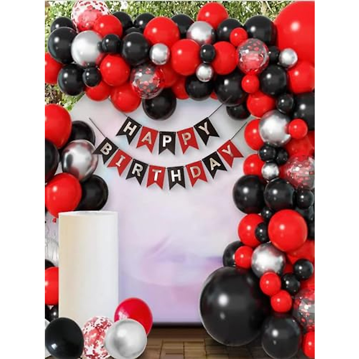 Red Silver Black Happy Birthday Banner Sign Decorations for Boys Girls Men Women Anniversary Birthday Party Garland Backdrop Supplies Nursery Hanging Décor