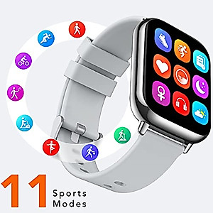 AGPTEK Smart Watch, 1.69"(43mm) Smartwatch for Android and iOS Phones IP68 Waterproof Fitness Tracker Watch Heart Rate Monitor Pedometer Sleep Monitor for Men Women Silver, LW31