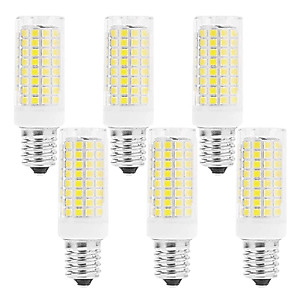 Lxcom Lighting 10W E12 LED Corn Light Bulb(6 Pack)- 2835 SMD 102LEDs E12 Dimmable 100W Equivalent 1000LM Daylight White 6000K Chandelier Bulbs E12 Base Ceramic Light Bulbs for Home Lighting, AC110V