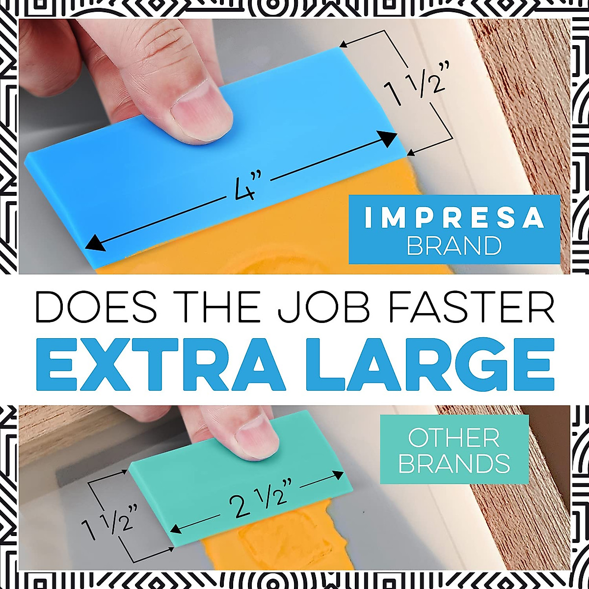 IMPRESA [6 Pack] Extra Long Silicone Squeegee for Screen Printing & Stencil Sheets - DIY Screen Print Squeegee - Rubber Squeegee Screen Printing - DIY Silk Screen - Chalk Paste & Ink Scraper