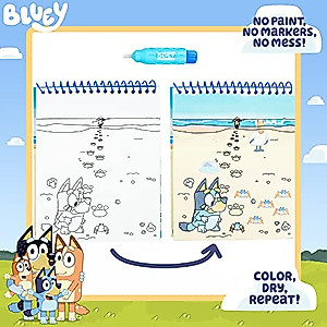 Bluey Aqua Art, Includes 4 Reusable Pages of Water Art & Water Pen, Color with Water Book, Water Reveal Activity Book, Paint with Water Books, Water Doodle Book, Reusable No-Mess Art Book
