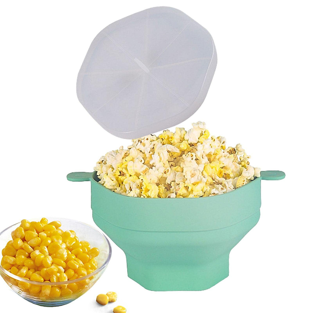 Microwave Popcorn Bowl, High Temperature Resistant Large Bowl, Silicone Microwave Hot Air Popcorn Popper Bowl With Lid, Easy to Operate Food Bowl for Household Kitchen Movie Night Parties