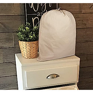 Laundry Bag Large 24 X 36 inch Heavy duty 100% Cotton Canvas natural color fabric Draw Strings Organizer travel camp home college Dorm Dirty cloth plain Big Santa Sacks storage (Pack of 2)