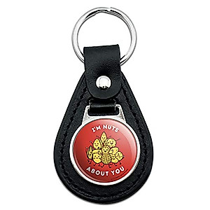 Black Leather I'm Nuts About You Love Funny Humor Keychain