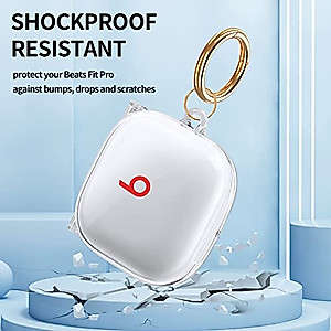 Beats Fit Pro Case Cover,AIRSPO Clear Case for Apple Beats Fit Pro 2021 Shockproof Protective Beats Fit Pro Earbuds Case Covers with Keychain (Clear)