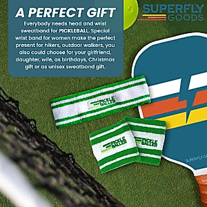 Super Fly Goods Sweatbands Pickleball Golf Tennis 1 Headband 2 Sweat Bands in Set Great Gift or for Your Sports or Team (Pickleball Head & Wristband Set)