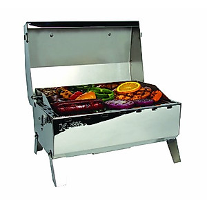 Camco Grill-Stow N Go 125 Portable Propane Gas Grill with Push Button Igniter, Temperature Gauge, and Storage Bag for RV, Tailgating, and Camping