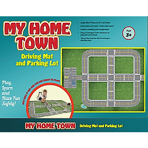 Drive N Learn Car Play Mat City Town and Parking Lot My Home Town” for Kids Toys Cars Matchbox Road Great Gift Idea for Boys Girls Ages 3 or Above 57 x 42 Inch Vinyl Plastic