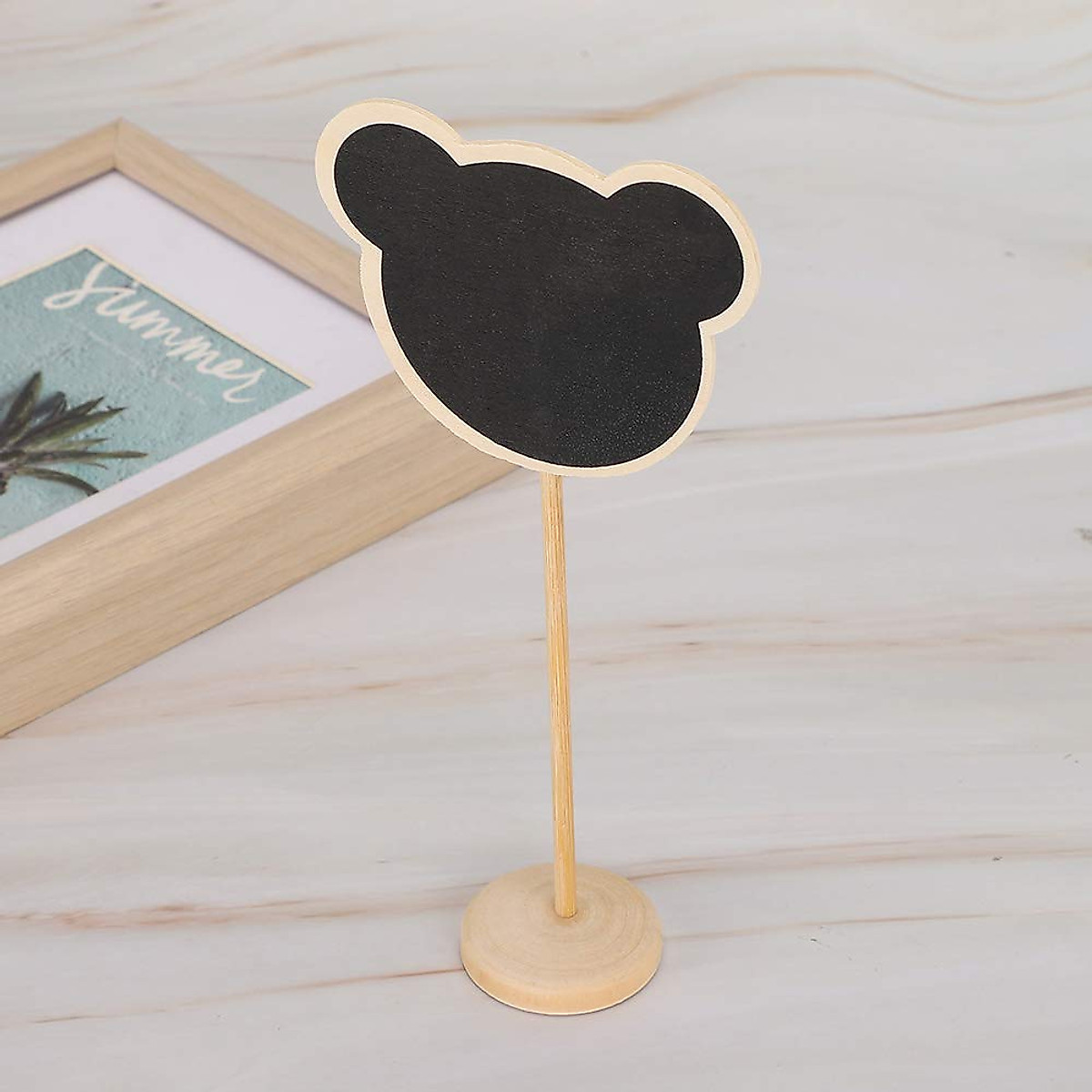 10 Pack Mini Chalkboards Wood Table Blackboard Bear Shape Signs Board with Wooden Base for Weddings and Special Event Decorations Crafts