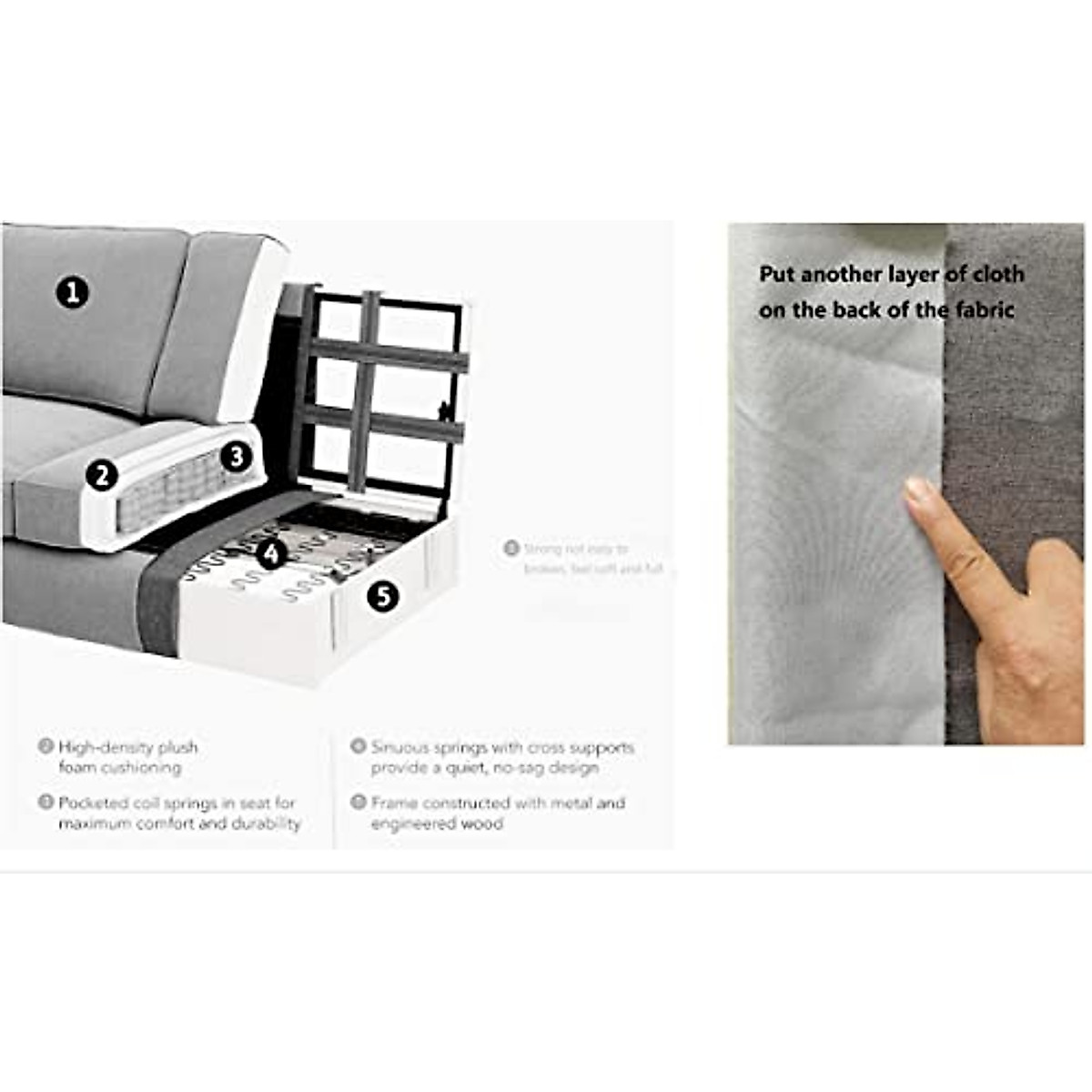 Legend Vansen 137'' Reversible Flexible Combination Modular Sofa Couche with Ottoman Sectional, Cream