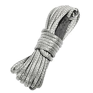ESEWALAS 1/4''x50ft Synthetic Winch Rope,10,000LBs Synthetic Winch Line Cable Rope,Winch Cable Line with Forged Winch Hook and Black Protecing Sleeve,Car Tow Recovery Cable Winch Accessory (Gray)