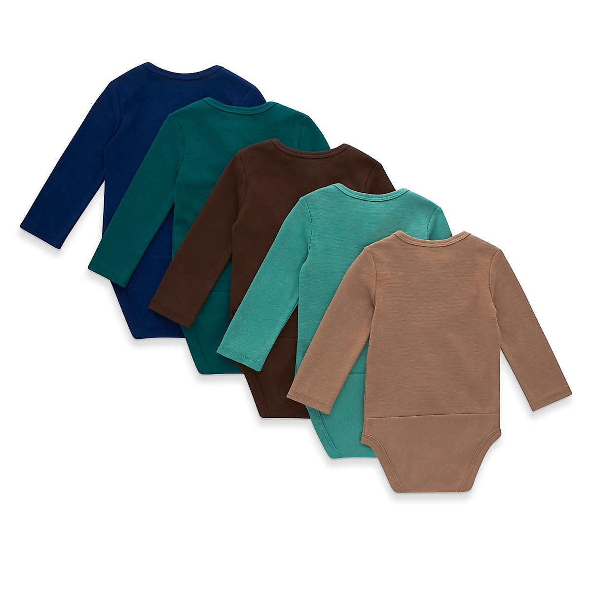 Hanes Unisex Baby Long Sleeve Bodysuit, Ultimate Flexy Boys & Girls, 5-pack, Blue Green Dk Brown Set, 12-18 Months US