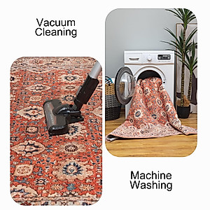 Lbris Area Rug 5x7 Machine Washable Rugs for Living Room Bedroom,Non-Slip Stain-Resistant Large Dining Room Rugs with Rubber Backing,Extra Soft Non Shedding Non Skid Vintage Carpet