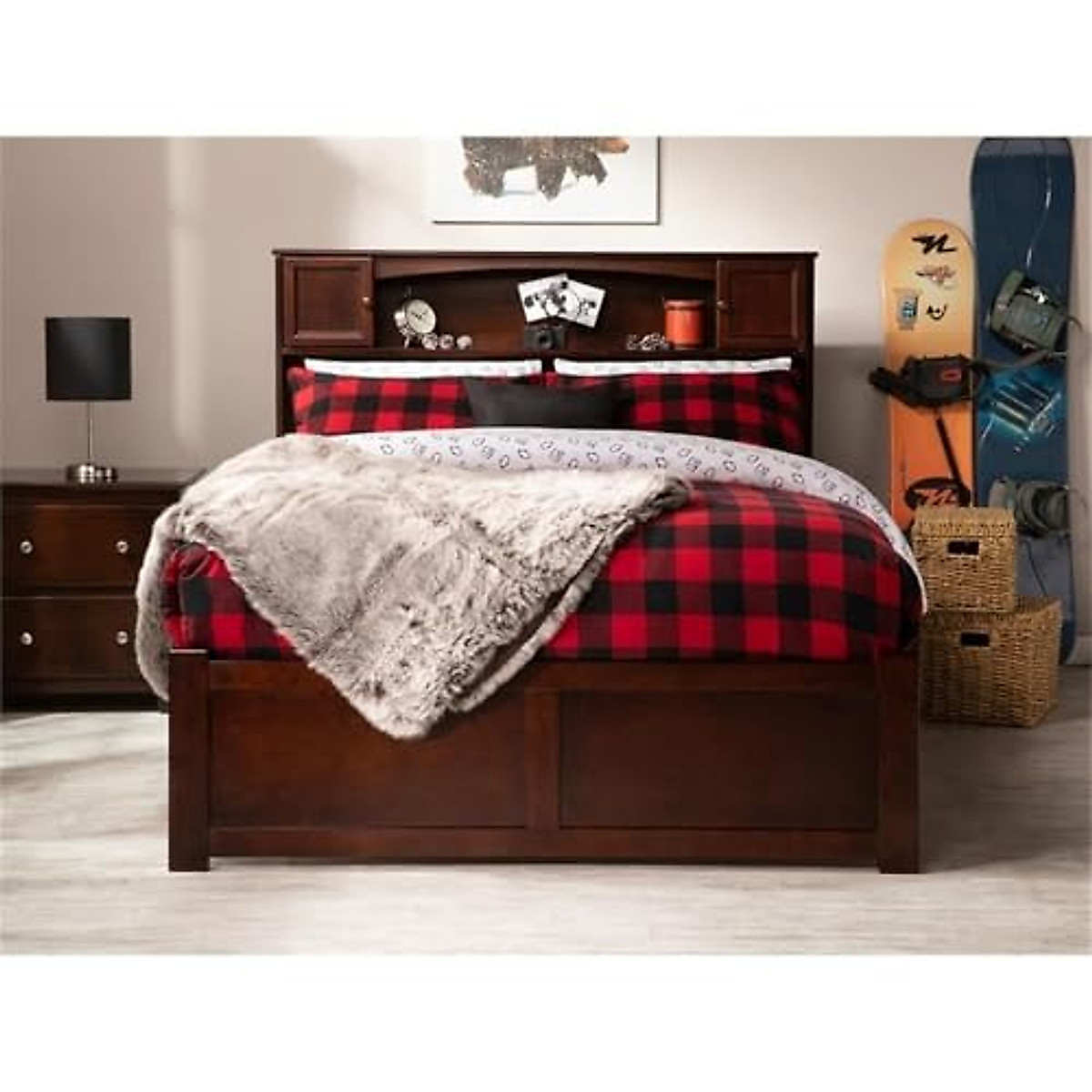 Leo & Lacey Urban Full Storage Platform Bed in Walnut