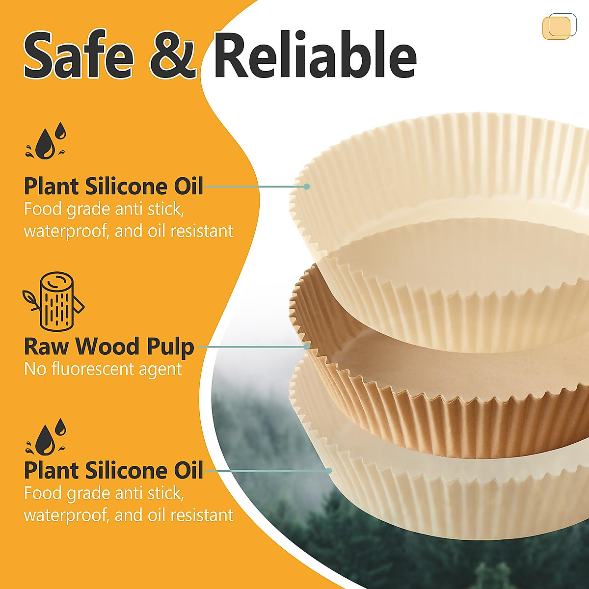 Air Fryer Liners Disposable,125PCS Air Fryer Liners, 8 Inch Non-stick Oil Resistant Airfryer Liners, Unbleached Round Parchment Paper Liners for 5-8QT Air Fryer, Baking, Roasting Microwave