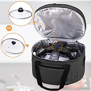 LUXJA Double Layers Slow Cooker Bag (with a Bottom Pad), Insulated Slow Cooker Carrier Fits for Most 6-8 Quart Oval Slow Cooker, Black (Bag Only)