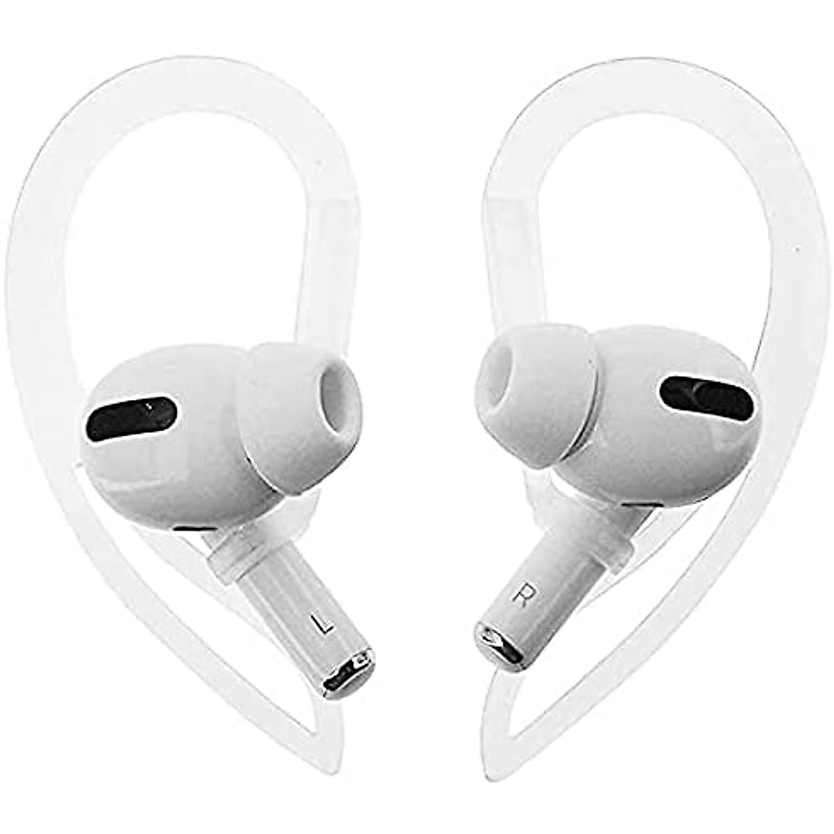 ALXCD Earhook Ear Tips Replacement for Air Pods Pro, 1 Pair Over-Ear Soft Silicon Ear Hook & 2 Pairs in-Ear Silicone Ear Tips in 1 Set [Anti Lost] [Anti Slip], Fit for Air Pods Pro (1C+2S) White