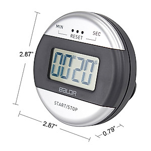 BALDR Digital Timer, Kitchen Timer with Magnetic Back, Easy Setting by Seconds, Count Down Timer for Exercise