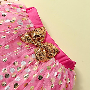 Toddler Kids Baby Girls Birthday Princess Party Outfits Dress Ruffle Tshirt Sleeveless Vest Summer Top+ Sequins Polka Dot Mesh Tutu Skirt 2PCS