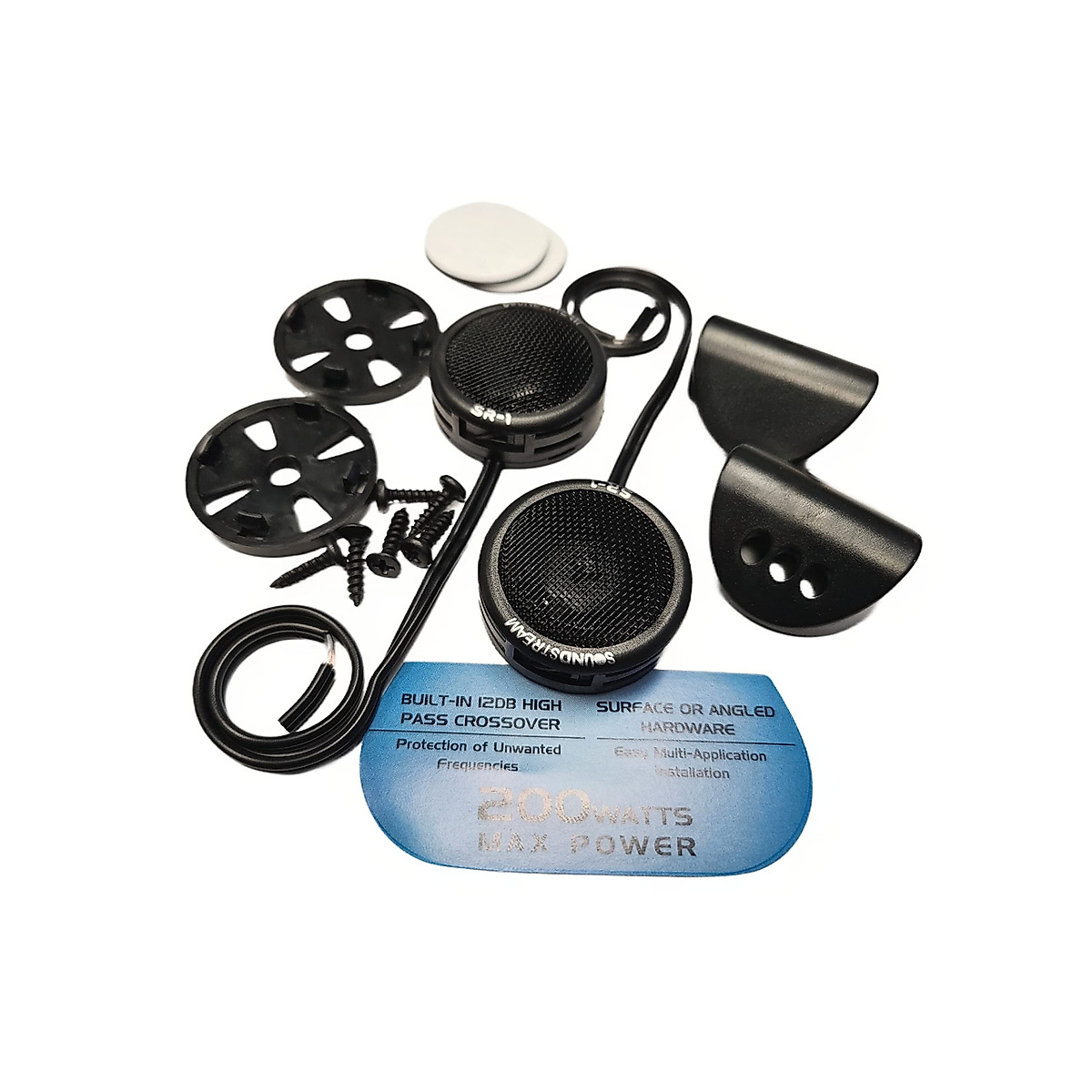 SOUNDSTREAM Reign Series SR-1 Niobium Micro Dome 1" Tweeter, 3 Way Mount Super 1 Inch Tweeters, 200 Watts Max