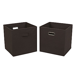 Household Essentials, Chocolate Brown 2 Pack Open Storage Bins with Dual Handles, 13 x 12 x 13