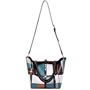 sqlp Large Work Tote Bag for Women Designer Purses and Handbags Big Bucket bags Ladies Travel Crossbody Purse blue check