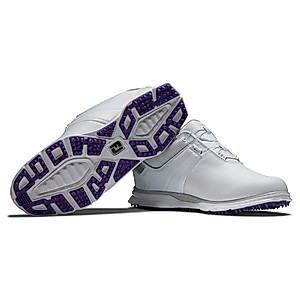 FootJoy Women's Pro|SL Boa Golf Shoe, White/White/Purple, 7
